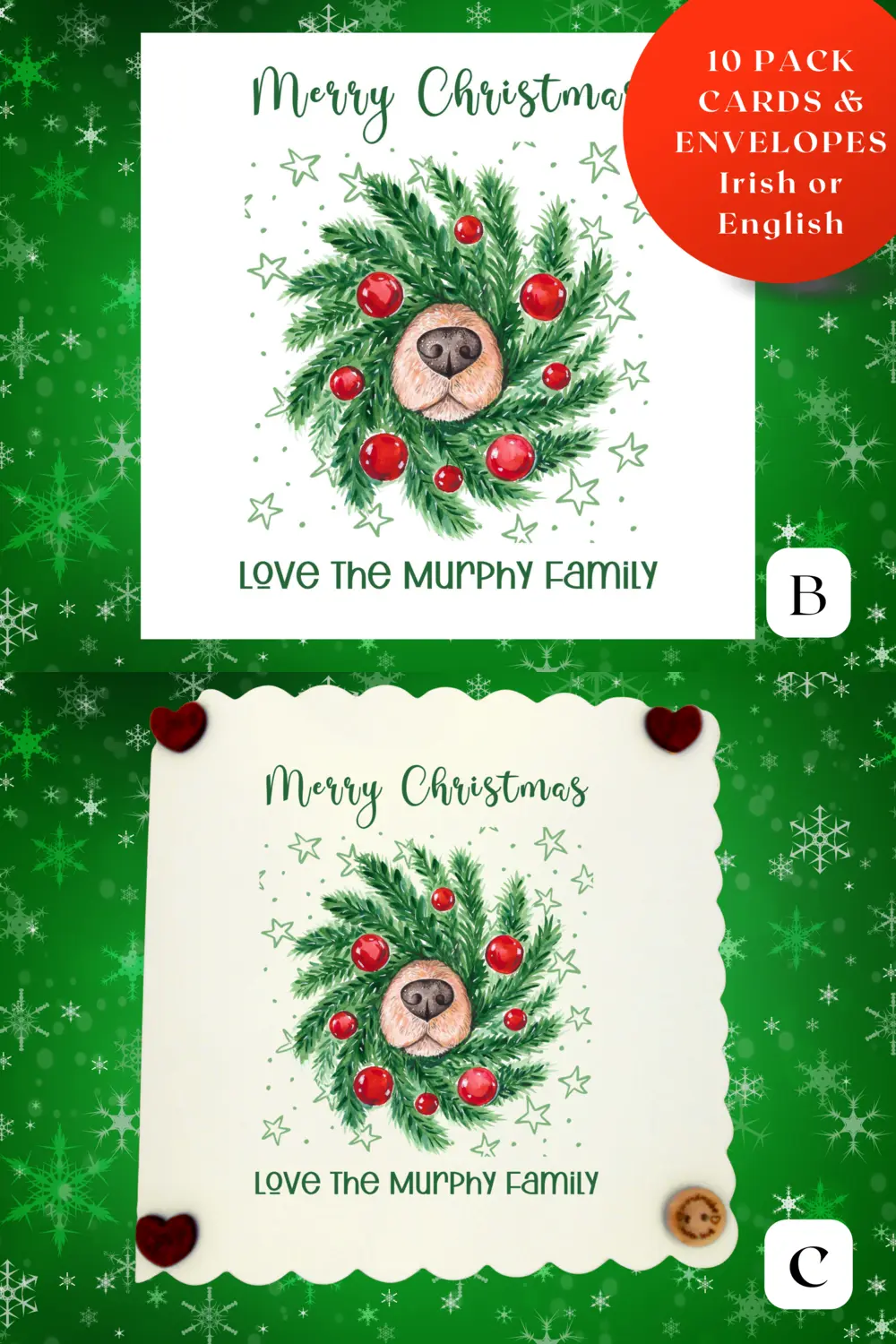 Irish language christmas cards pack of 10 nollaig shona duit | Shauna Gra